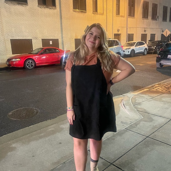 ARULA | Dresses | Arula Size A X Black Corduroy Overall Dress | Poshmark